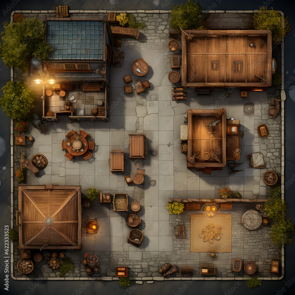 Dark Fantasy RPG Dungeon Map - A Tile Map for Your Adventure ilustração ...