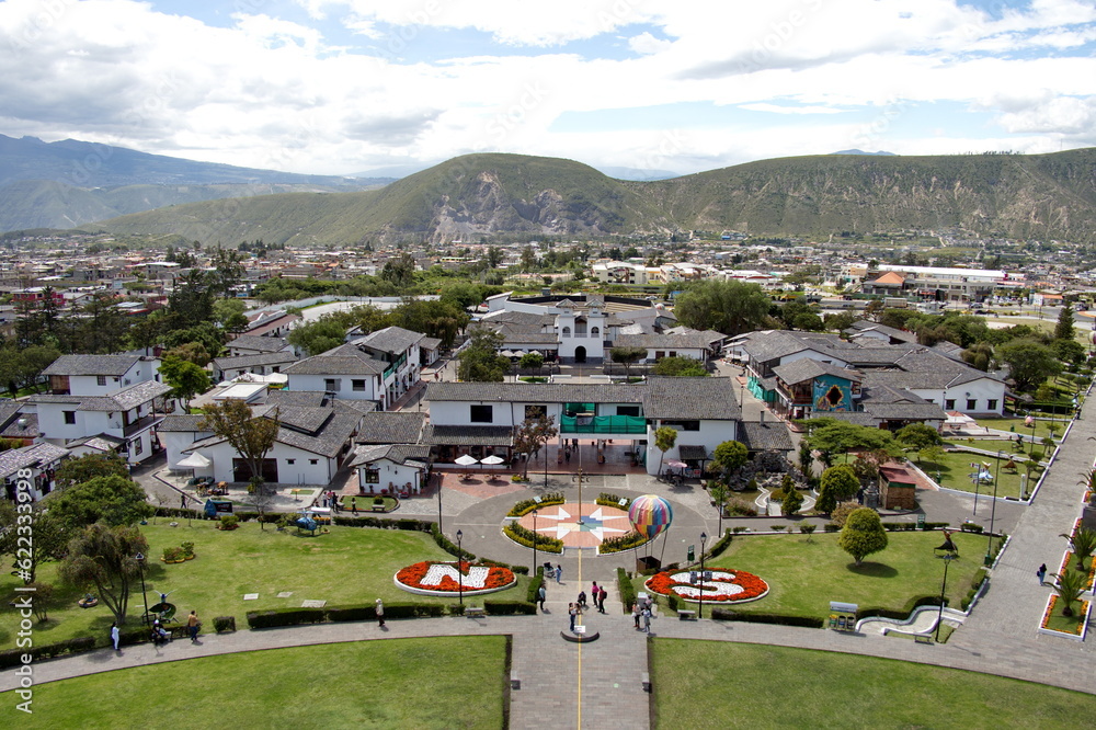 Overhead view of the sun dial and park, seen from the equator monument ...