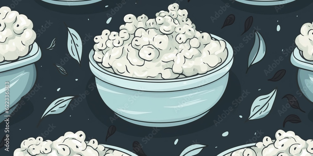 Fresh Organic Cottage Cheese Dairy product Cartoon Horizontal ...