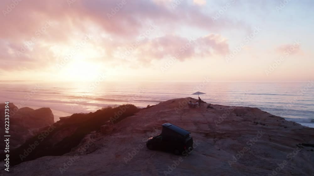 Inspiring and epic camping spot at edge of cliff in amazing landscape ...