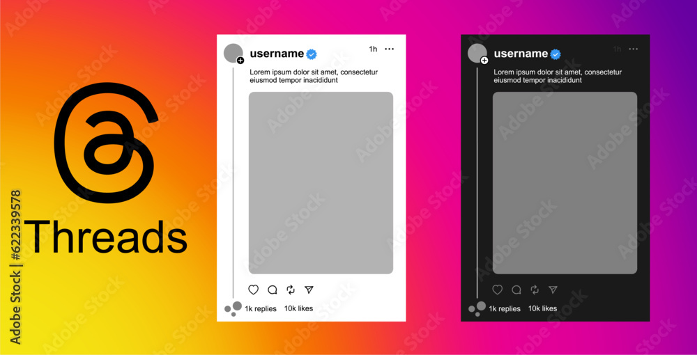 Vetor de Instagram threads post photo frame transparent png. mock up ...