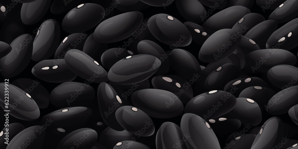 Organic Black Beans Legumes Cartoon Horizontal Background Illustration ...