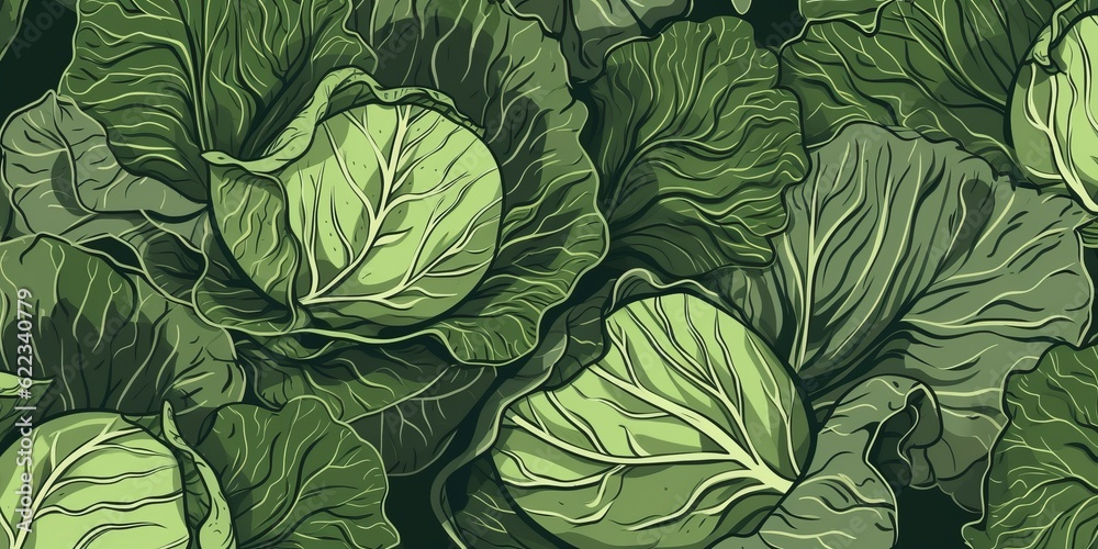 Fresh Organic Cabbage Vegetable Cartoon Horizontal Background ...
