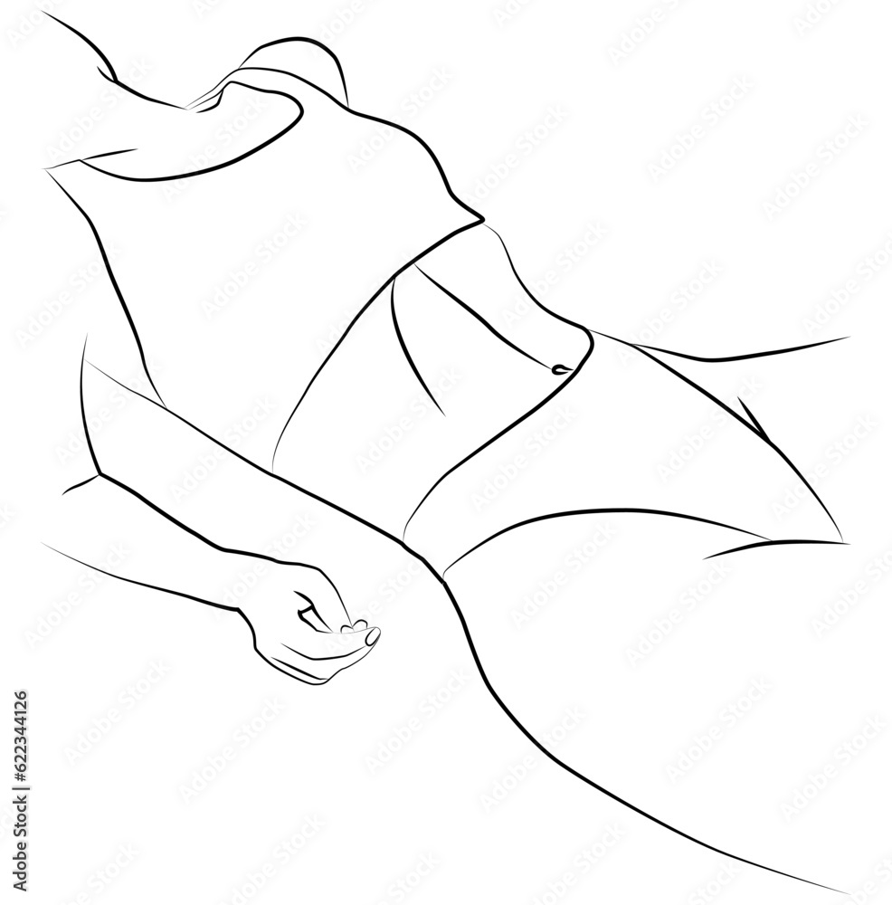 Abstract woman drawing a single line on a white isolated background ...