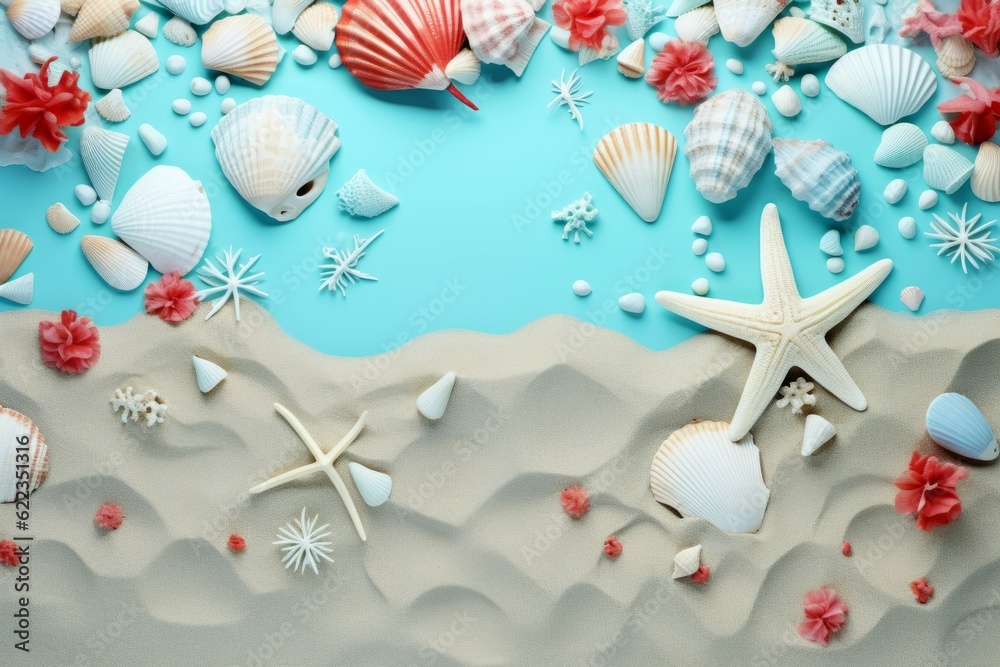 Beach themed frame for Flyers, Menù or Posters with Holiday Vacation ...