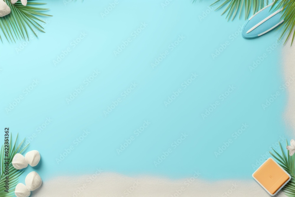 Beach themed frame for Flyers, Menù or Posters with Holiday Vacation ...