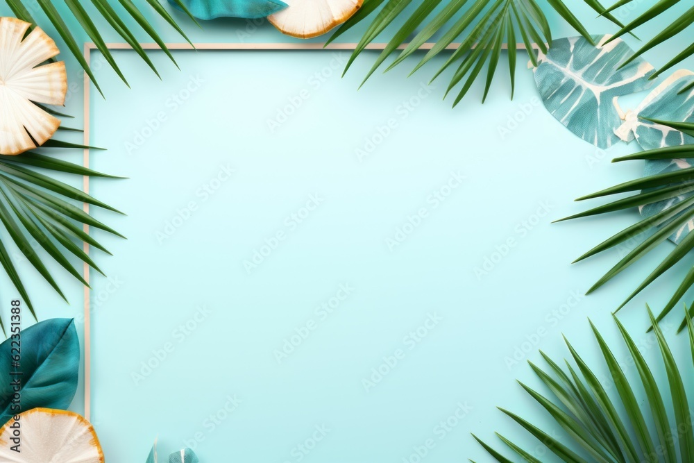 Beach themed frame for Flyers, Menù or Posters with Holiday Vacation ...