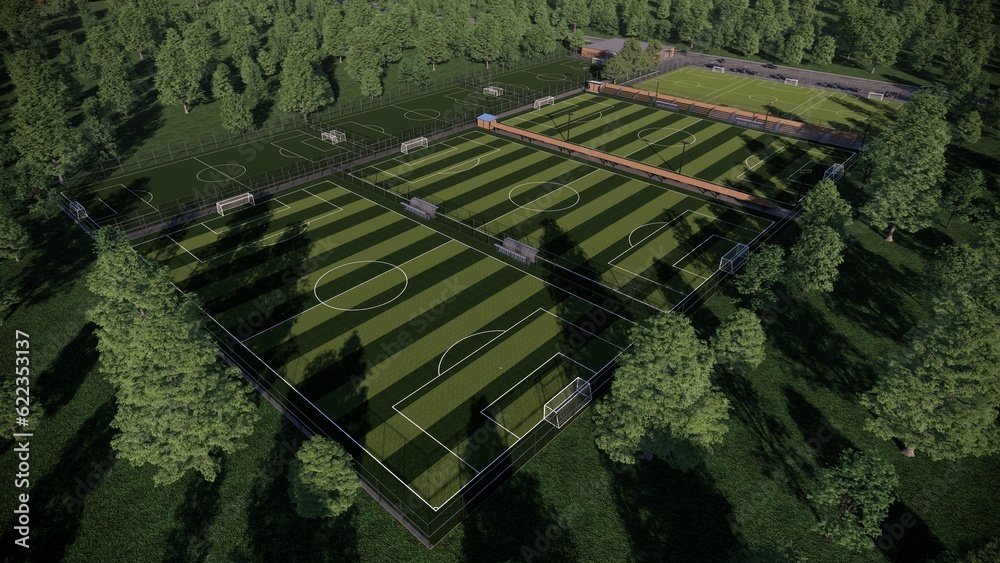 Illustration Aerial masterplan Soccer - football field training complex ...