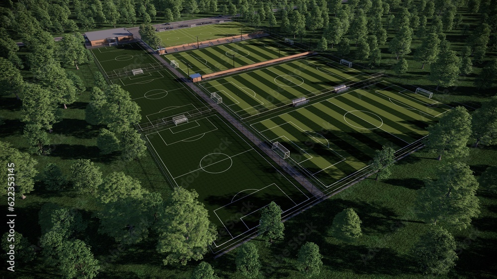 Illustration Aerial masterplan Soccer - football field training complex ...
