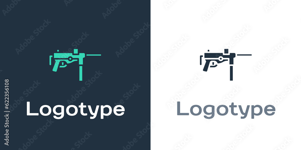 Logotype Submachine gun M3, Grease gun icon isolated on white ...