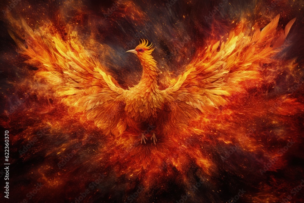 magic phoenix in the flame, reborn and more powerful, created with ...