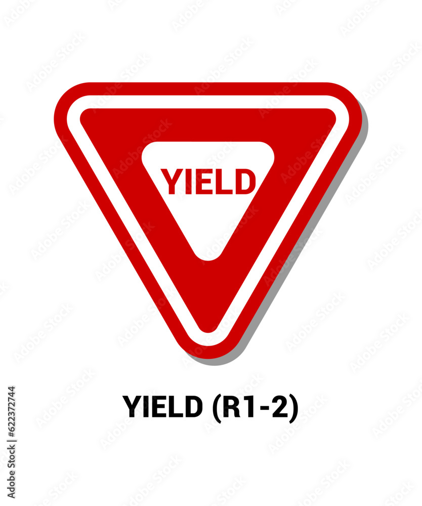 YIELD , Regulatory Road Signs with description Stock Vector | Adobe Stock