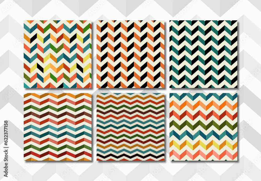 Pack of Colorful Seamless ZigZag Patterns Stock Template | Adobe Stock
