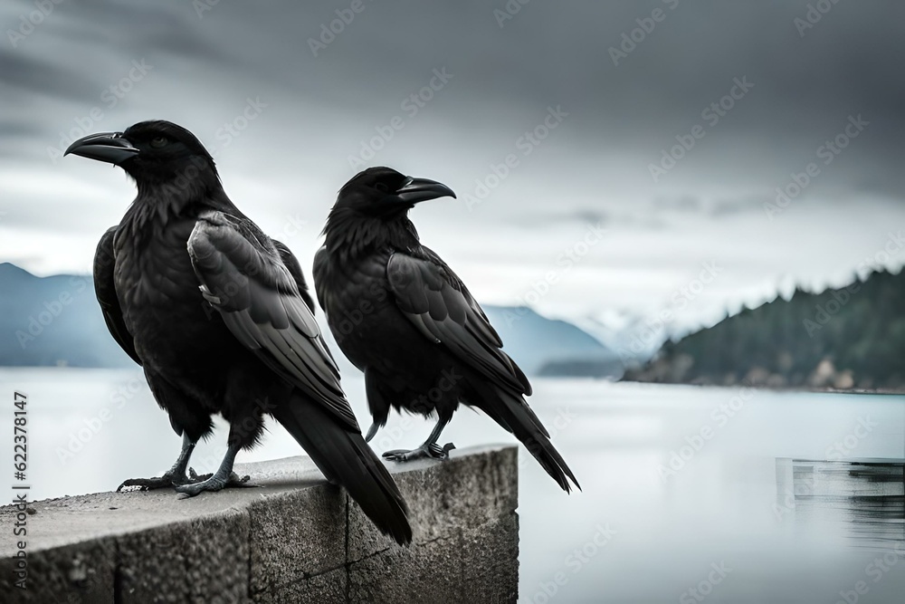 raven on a fence Stock Photo | Adobe Stock