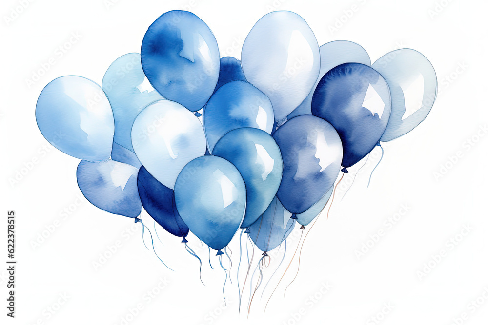 Blue Watercolor Balloons, Celebrate your Birthday Party, Happy Birthday ...