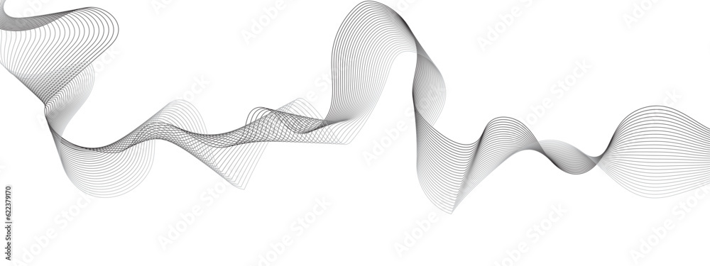 Abstract wavy lines on transparent background with grey smooth element ...