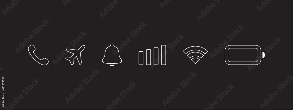 Phone Icon Set Mobile Icons Ui Ux Design Status Bar Icons Vector