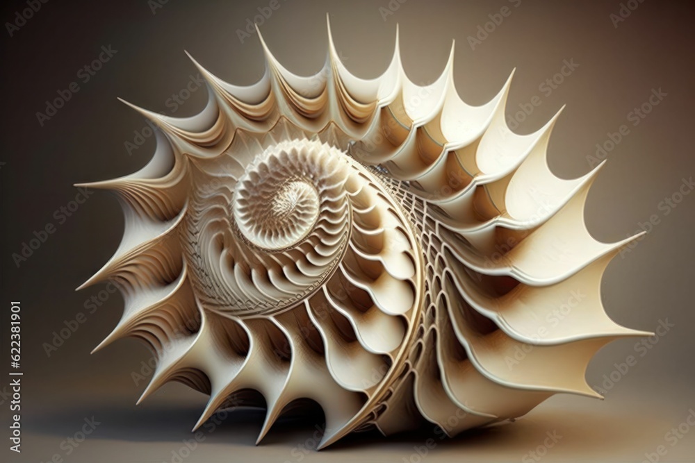 AI generated illustration of An abstract sculpture of a spiral shell ...