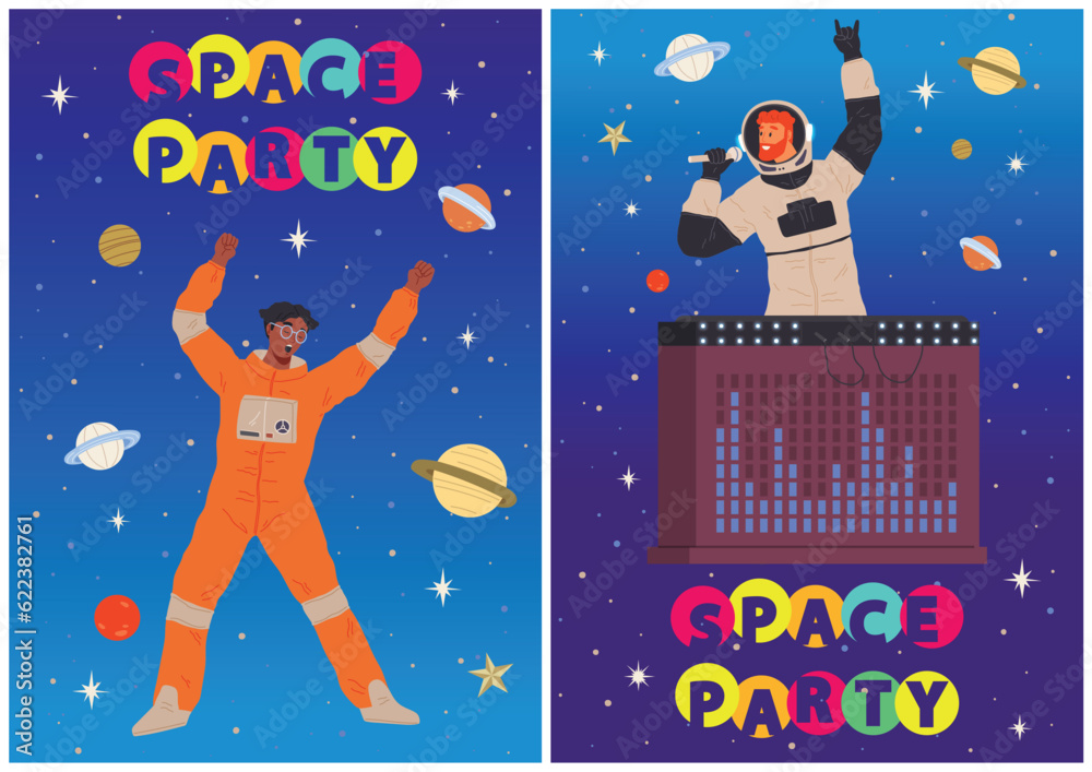 Animators birthday party in cosmic style. Theme party in costumes ...