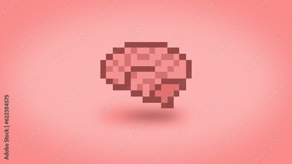 Pixel 8 bit brain wallpaper - high res 4k background Stock Illustration ...