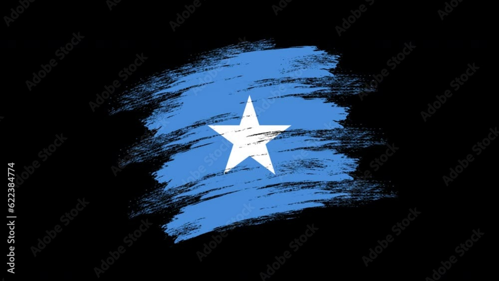 4K Paint Brush Somalia Flag with Alpha Channel. Waving Brushed Somalian ...