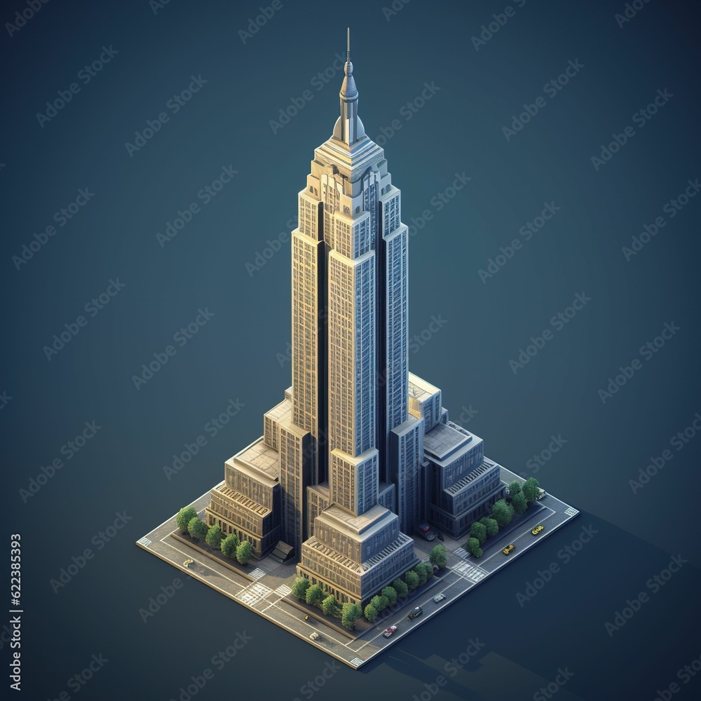 AI generated illustration of a 3D Empire State Building design on a ...