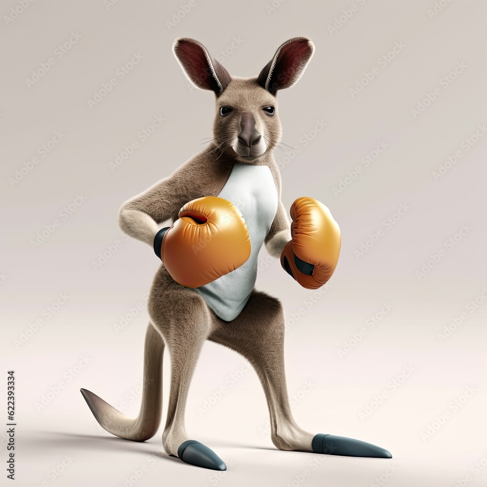 AI generated illustration of A kangaroo standing in a boxing stance ...