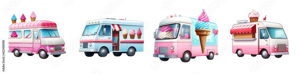 Ice Cream Truck clipart collection, vector, icons isolated on ...