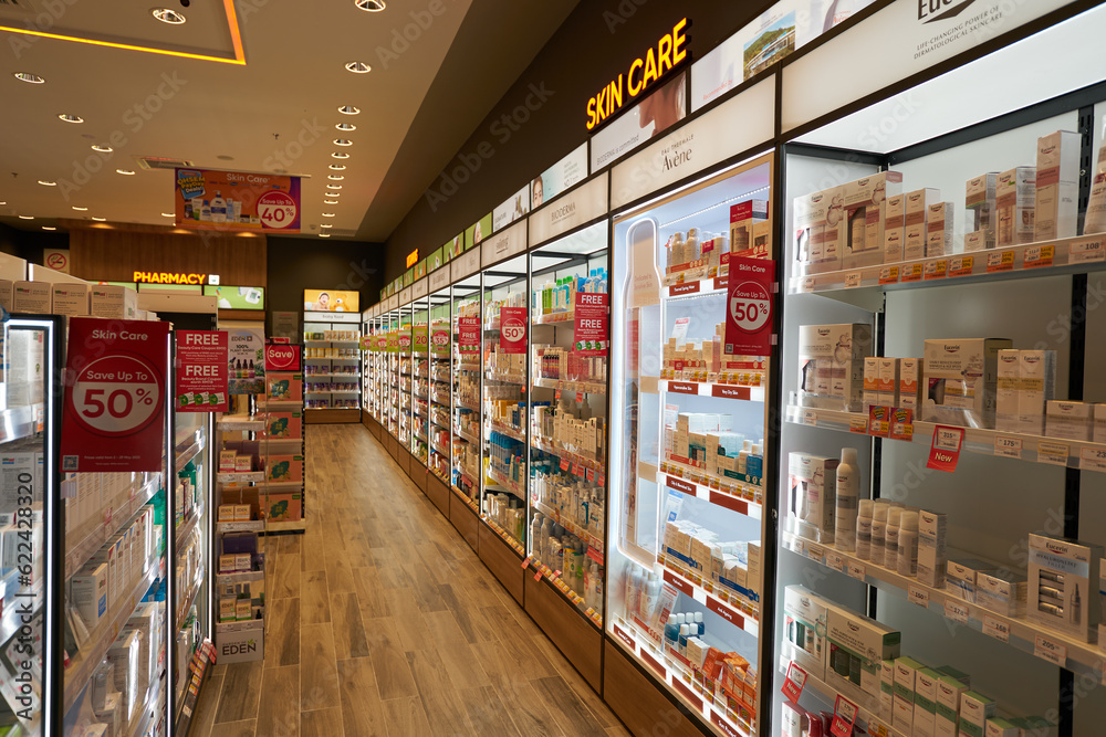 KUALA LUMPUR, MALAYSIA - MAY 27, 2023: interior shot of Guardian store ...