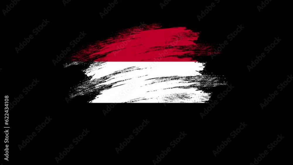 4K Paint Brush Yemen Flag with Alpha Channel. Waving Brushed Yemeni ...