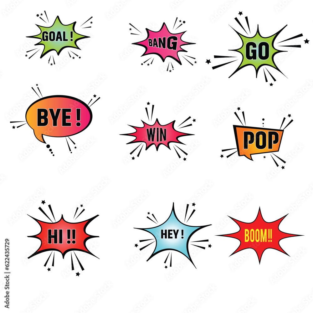 Set of speech bubbles. Set comics book balloon. Bubble speech phrase ...