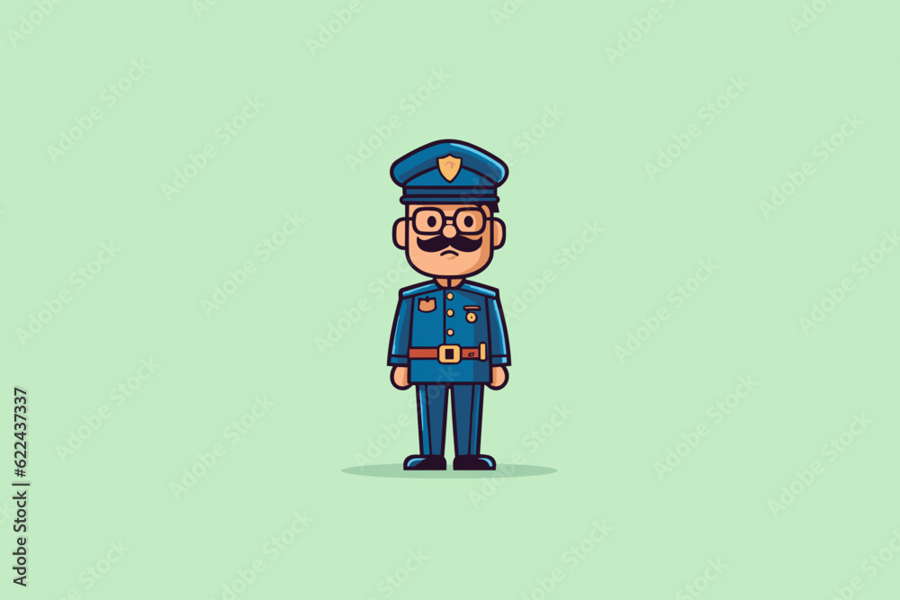 Doodle inspired Park warden, cartoon sticker, sketch, vector ...