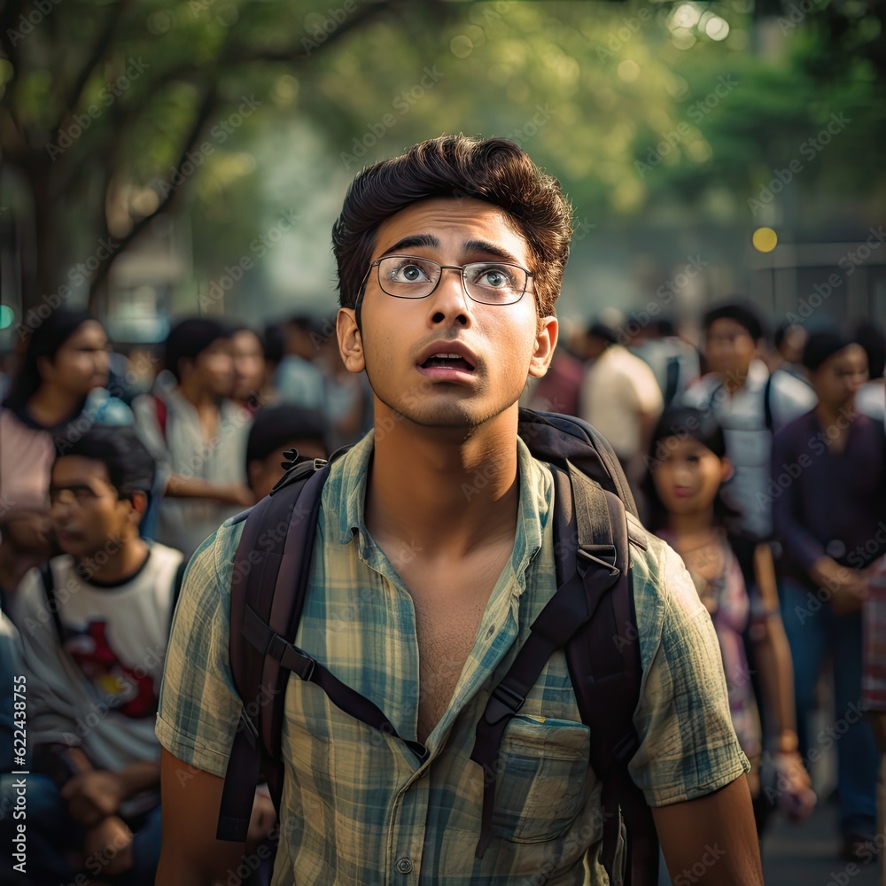 Confused Indian College student generative ai Stock Photo | Adobe Stock