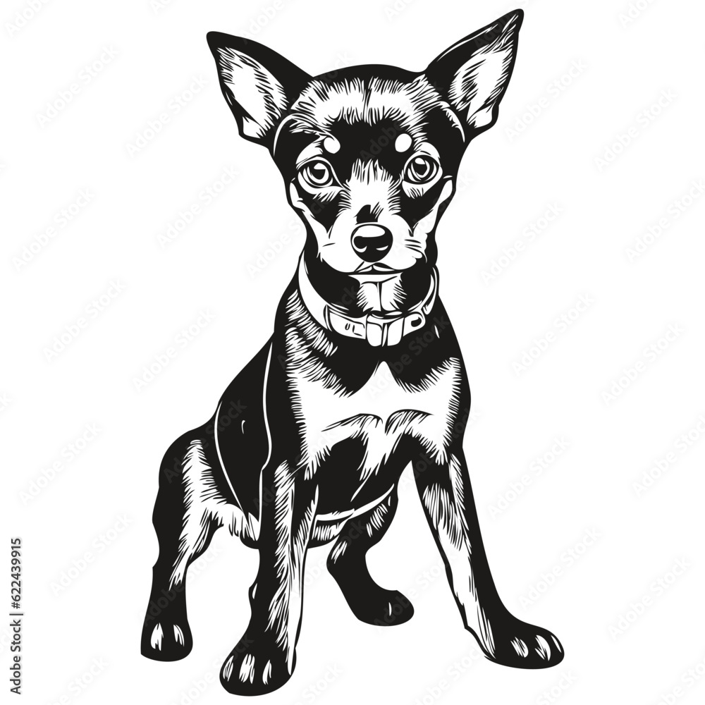 Miniature Pinscher dog breed line drawing, clip art animal hand drawing ...
