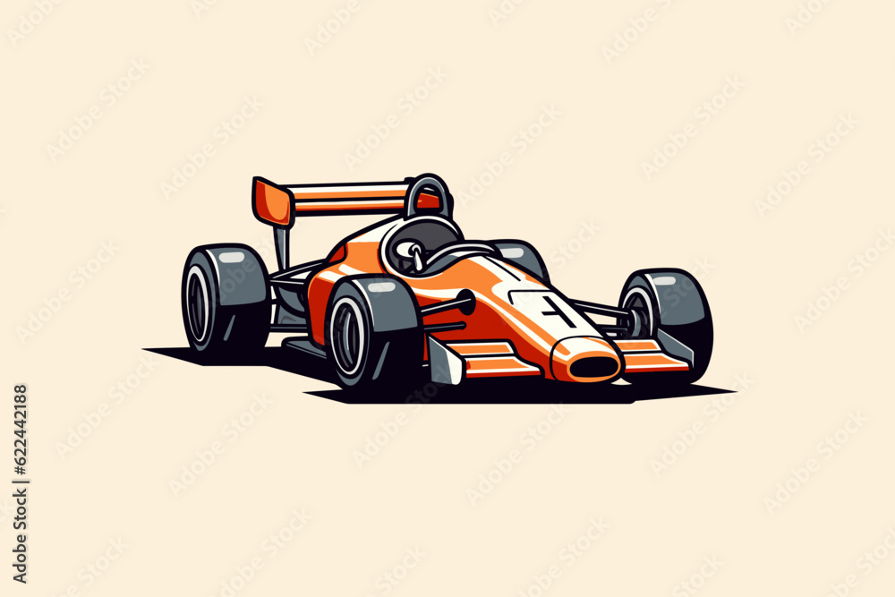 Doodle inspired Track racer, cartoon sticker, sketch, vector ...