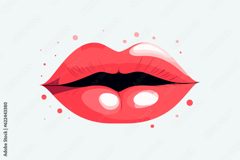 Doodle inspired Lip slider, cartoon sticker, sketch, vector ...
