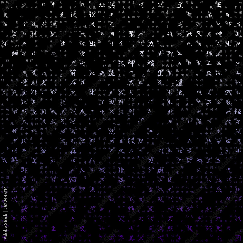 Matrix background. Random letters of Chinese Simplified Alphabet ...