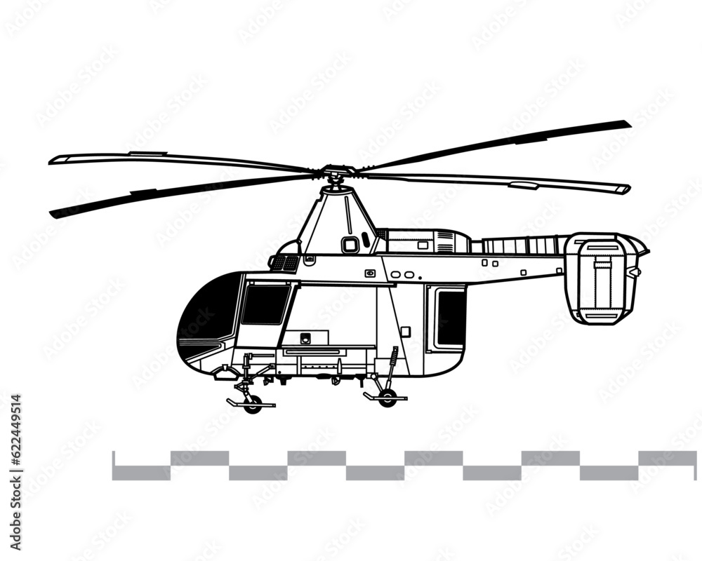 Kaman HH-43 Huskie. Vector drawing of search and rescue helicopter ...