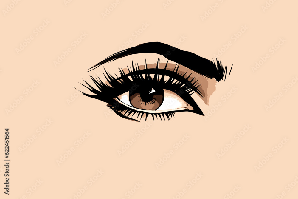 Doodle inspired Brow powder, cartoon sticker, sketch, vector ...