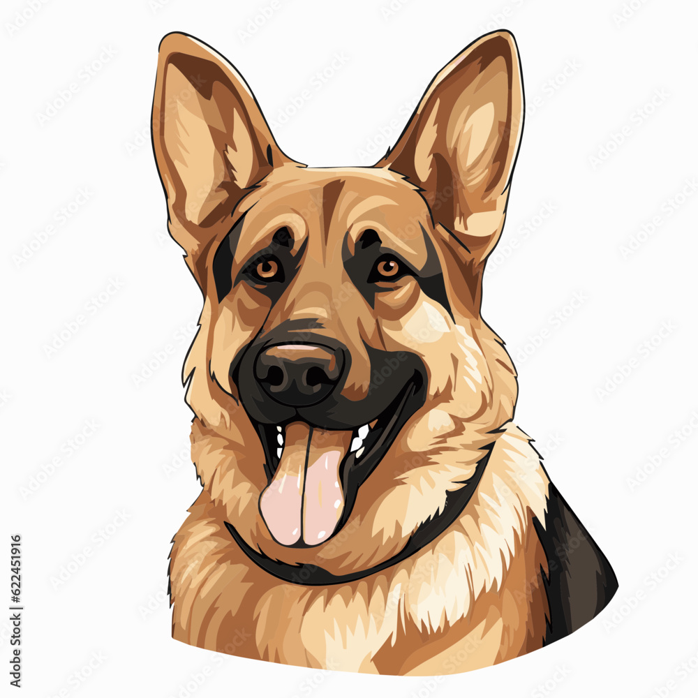 simple cartoon clipart german shepard dog white background Stock Vector ...