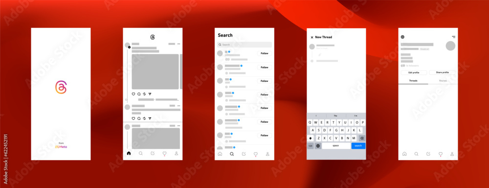 Vetor de Threads mockup social media post. threads photo frame. Threads ...