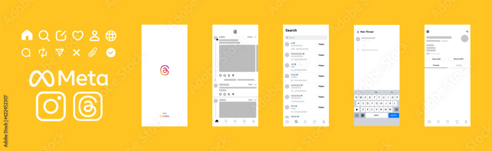 Threads screen social media and social network interface template ...