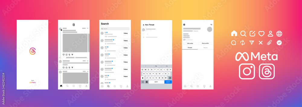 Mockup social media post. thread mockup. Social network interface ...