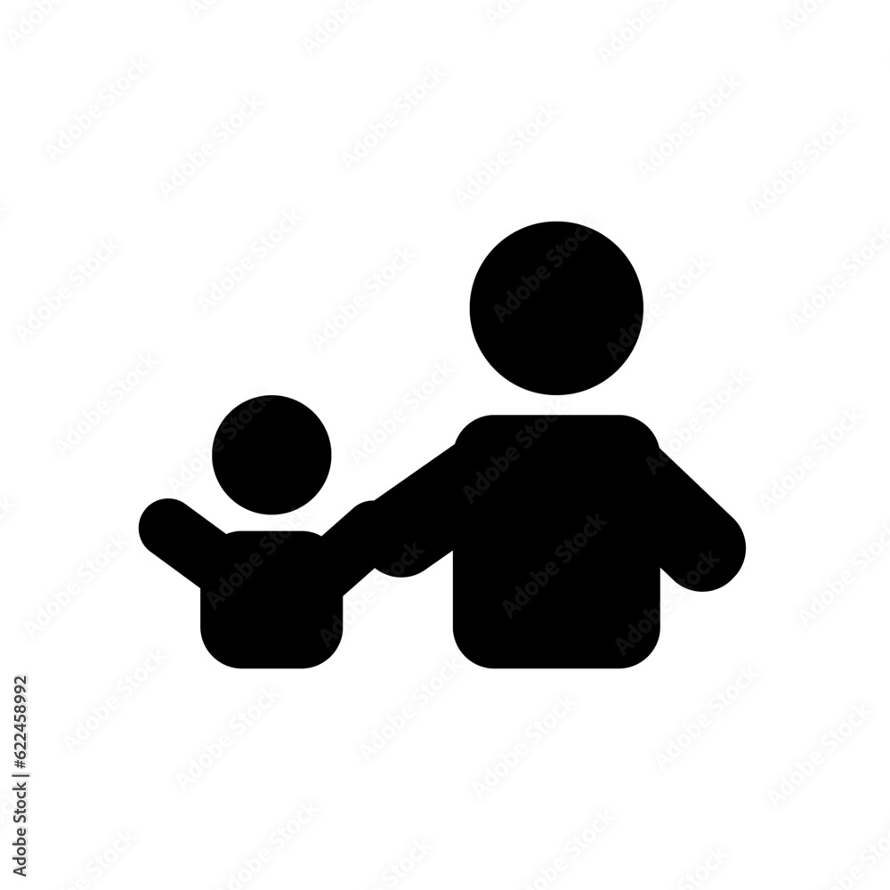 Single Parent hold kid hand silhouette icon, kid hold parent hand icon ...