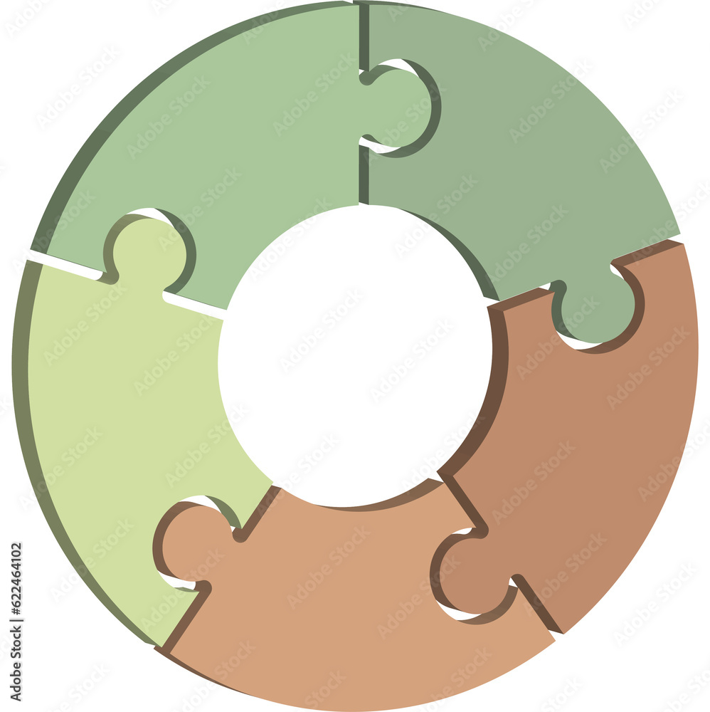Infographic 3D Pie Flow Chart Jigsaw Puzzle Cycle Diagram with 5 ...