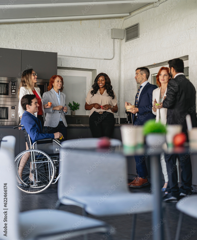 social inclusion in the office, coworking group of multiracial business ...