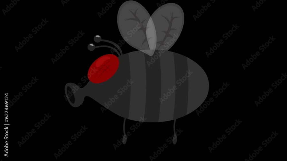 vector illustration of cartoon fly moving its wings, on a transparent ...