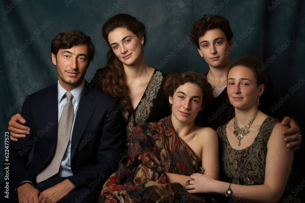 Jewish family portrait Stock Illustration | Adobe Stock