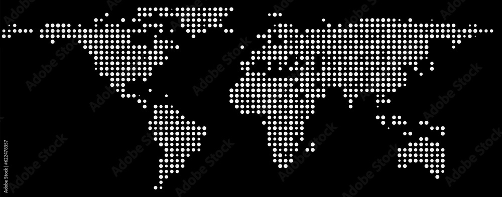 Abstract world map with white dots, digital earth map, round points ...