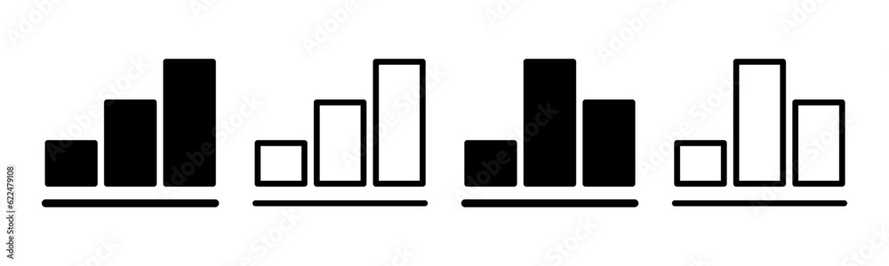 Growing graph Icon set illustration. Chart sign and symbol. diagram ...